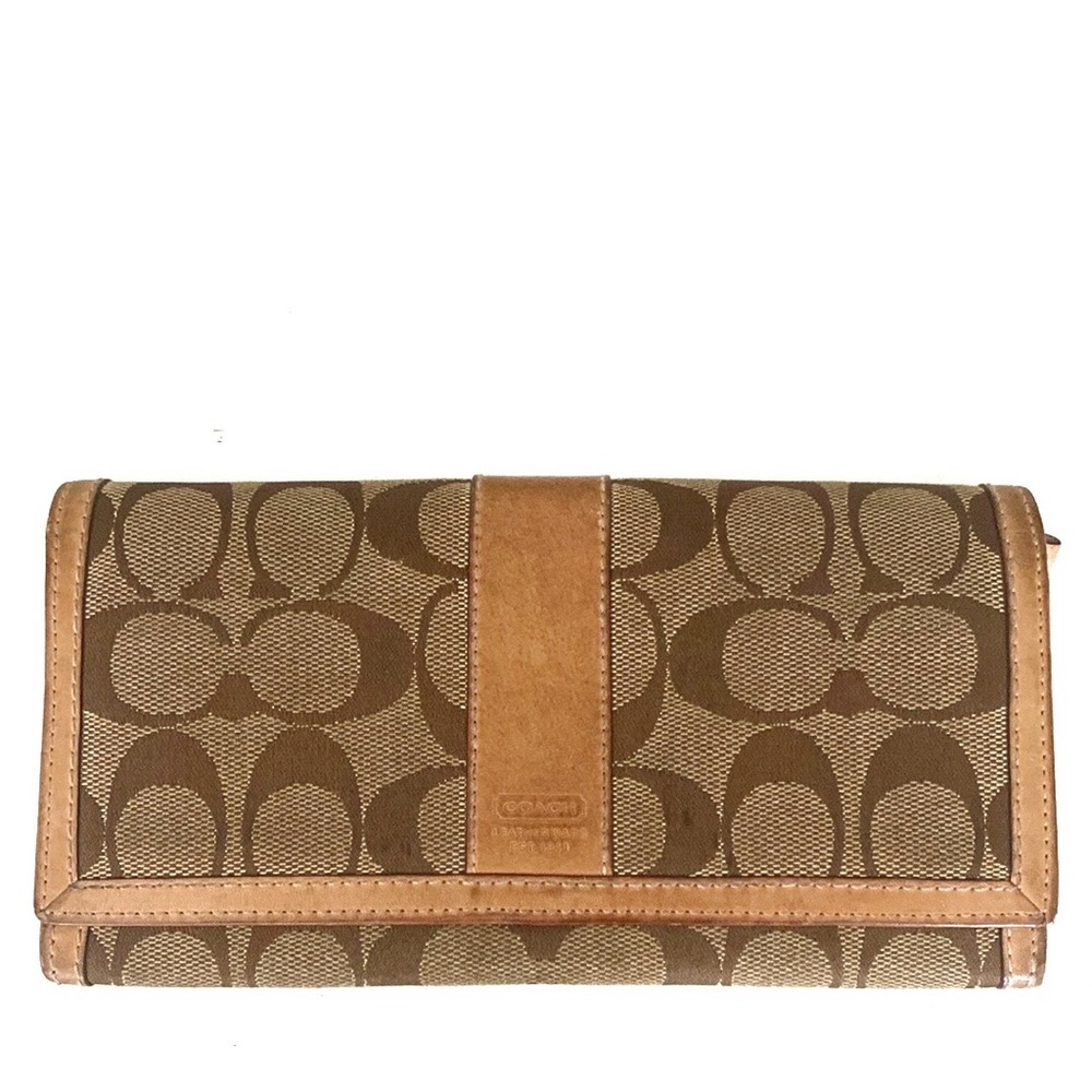 Coach Monogram Wallet| Tan And Brown - Gem